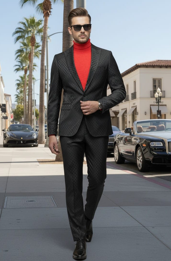 Giovanni Testi Black Graphic 1 Button 2 Piece Travel Suit - Buy Online ...