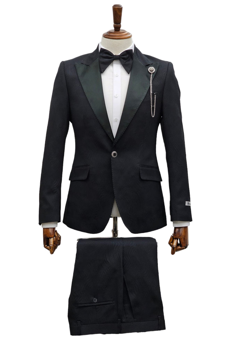 Giovanni Testi Black 1 Button Peak Lapel Suit - Buy Online – Suitfellas