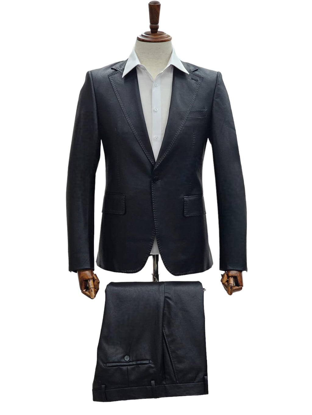 Giovanni Testi Slim Fit Faux Leather Suit – Suitfellas